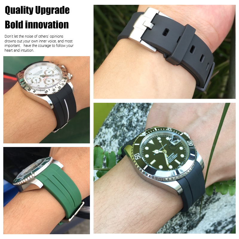 19mm 20mm Rubber Silicone Watchband Fit For Submariner Daytona DEEPSEA ...