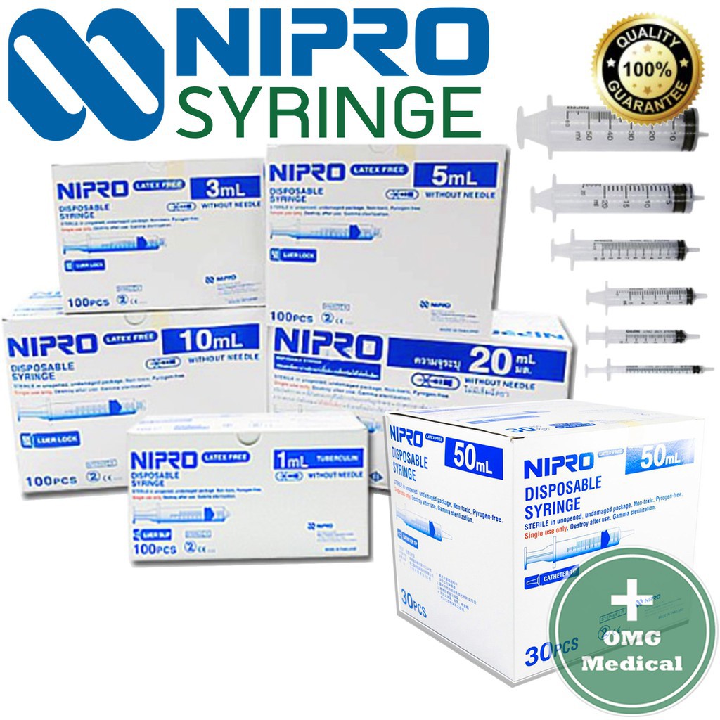 NIPRO SYRINGE กระบอกฉีดยา พลาสติก แบบแยกชิ้น ทุกขนาด 1 , 3 5 10 20 50 ml. สำหรับให้อาหาร ...