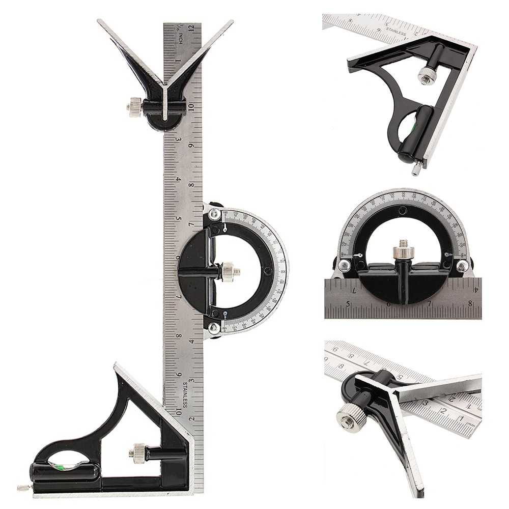 Combination Set Square 300mm 45/90 Degree Angle Ruler Stainless Steel ...