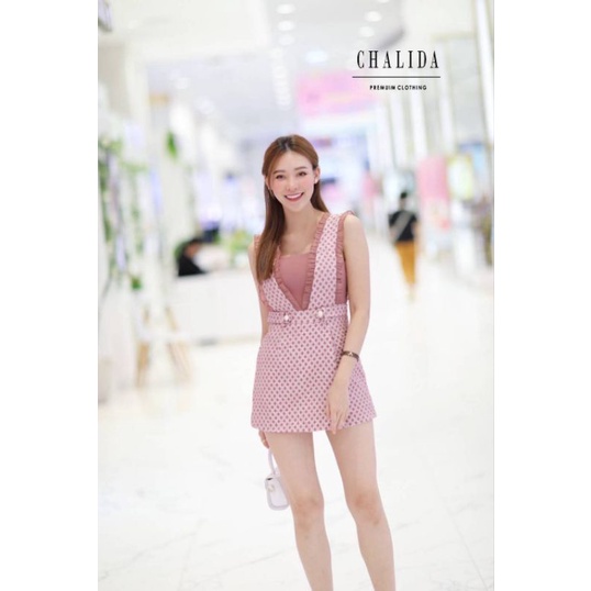 จั๊มสูทผ้าทอทรงเอี๊ยมเย็บติด CHALIDA - supasa_shop - ThaiPick