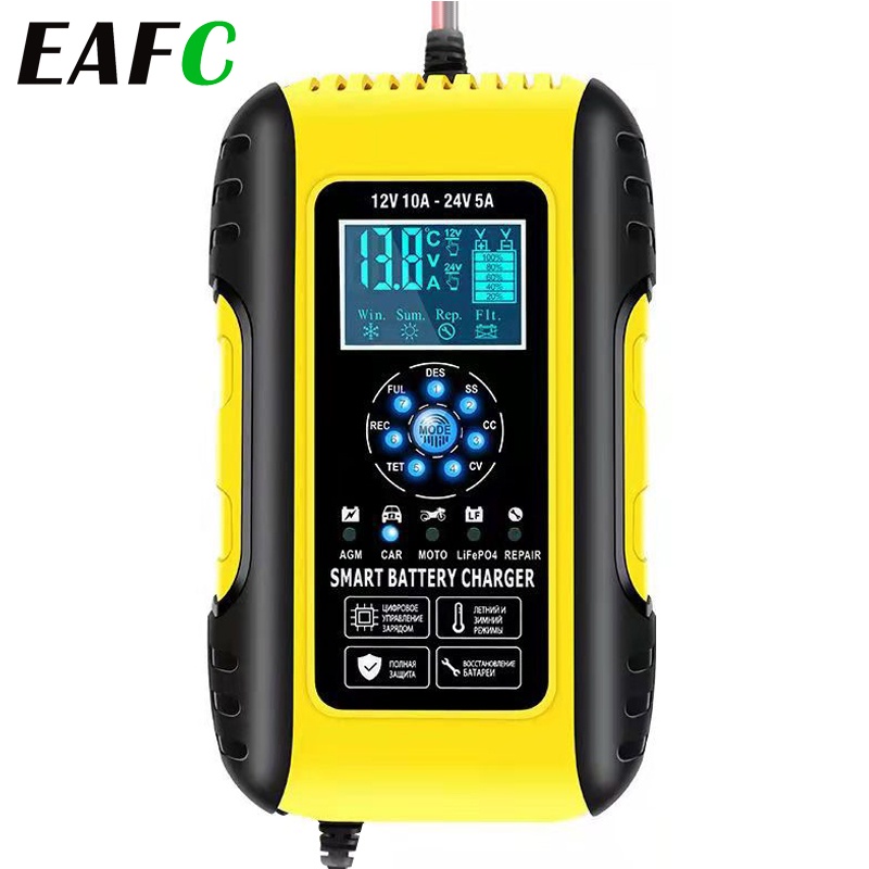 10A Car Full Automatic Battery Charger Digital LCD Display Power Pulse ...