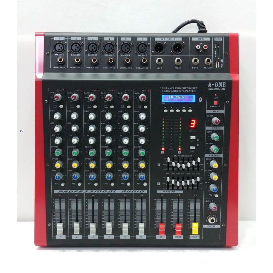 A-ONE เพาเวอร์มิกเซอร์ ขยายเสียง 6CH Power mixer PMX-608D USB ( 6 ...