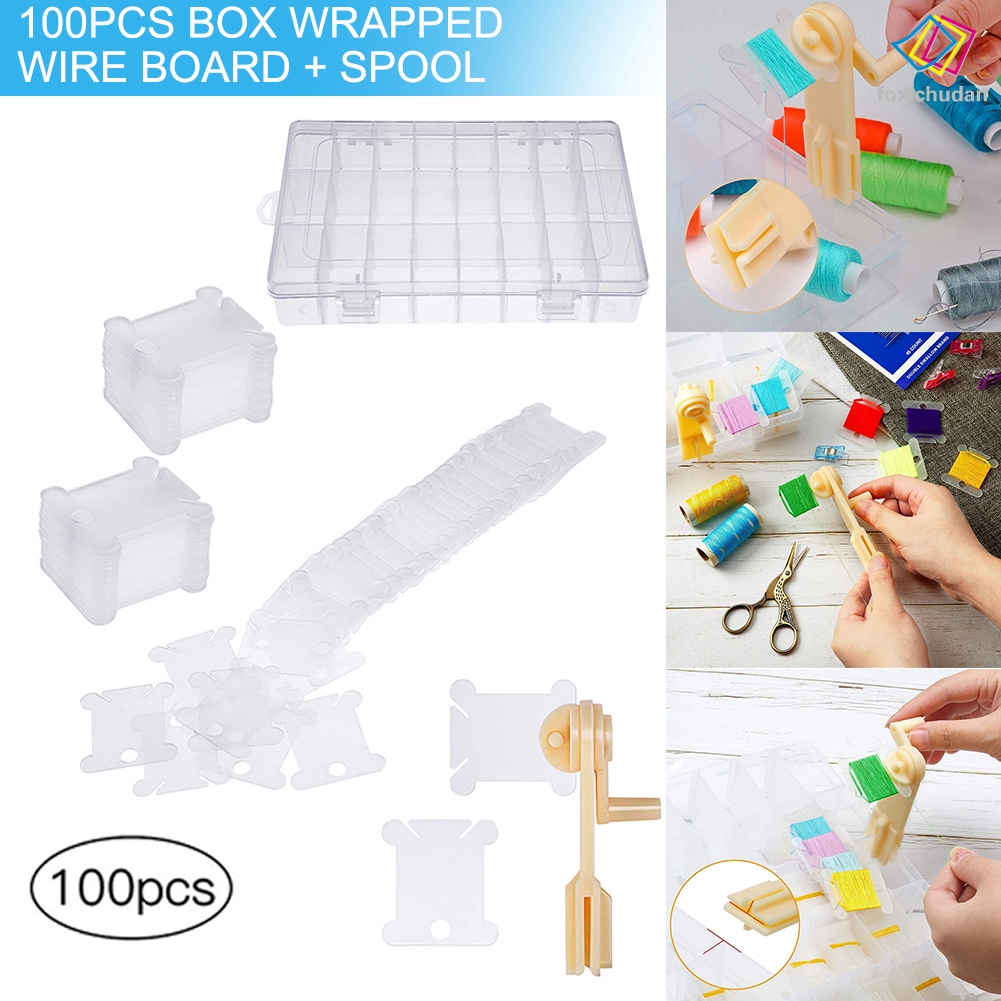 FCD☆ 100pcs Plastic Floss Bobbins with Floss Winder and Embroidery ...
