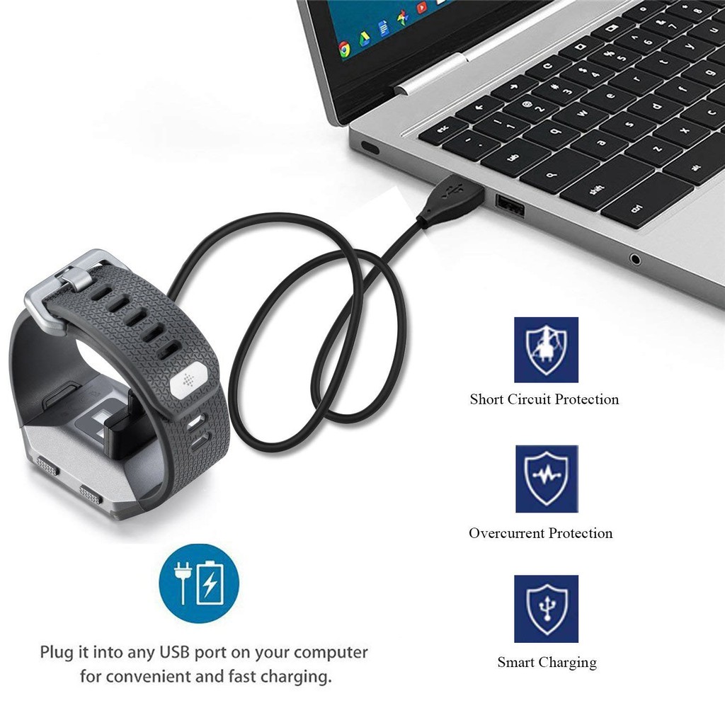 2 Pack Compatible Fitbit Ionic Smartwatch USB Charger Cable 3 Feet ...