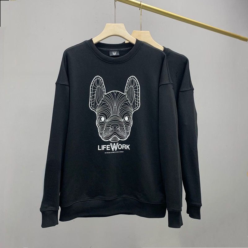 LifeWork cute French fighting pattern ins personality wild round neck ...