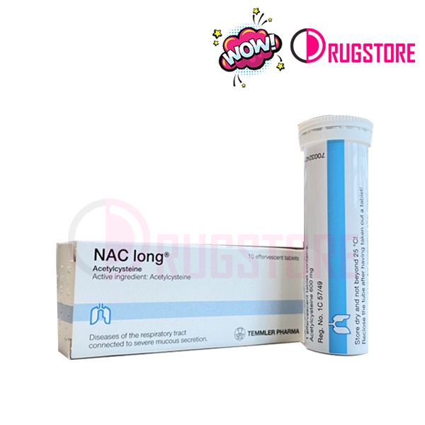 พร้อมส่ง NAC long แนค ลอง ของแท้ เม็ดฟู่ละลายเสมหะ 600mg บรรจุ 10 เม็ด ...