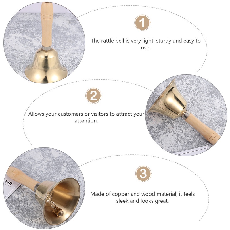 Bell Hand Sleigh Bells Jingle Stick Christmas Musical Tea Handle Wood ...