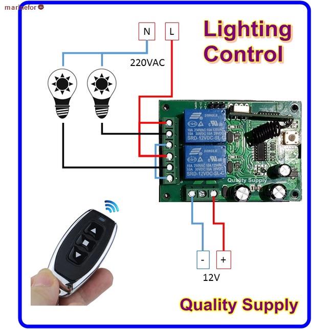 จุดประเทศไทยรีโมท พร้อม กล่องควบคุม DC 2CH 433MHz RF รีโมทอเนกประสงค์ 3 ปุ่ม Remote Control ...