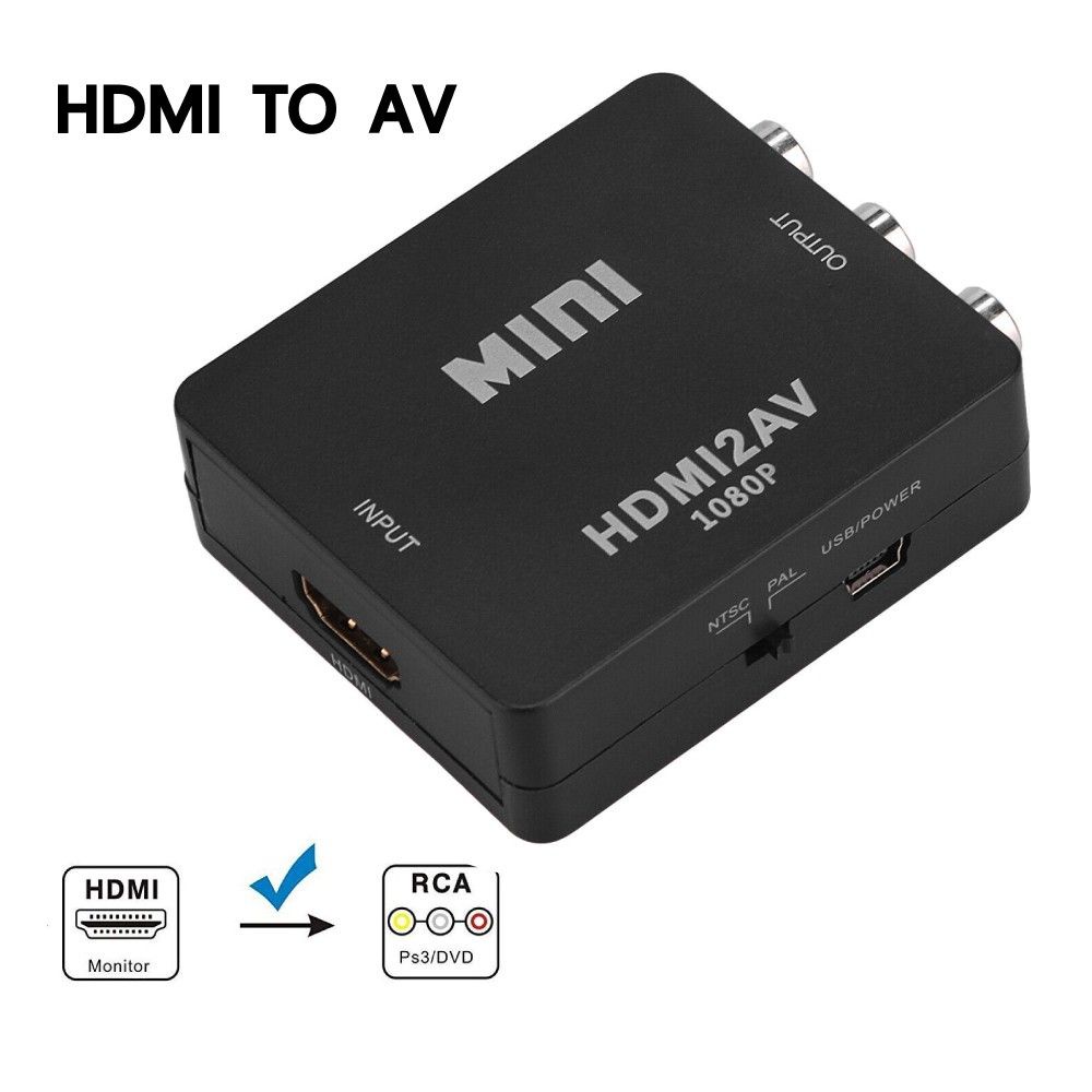 MINI HDMI2AV Black 1080P HDMI to RCA Audio Video AV ตัวแปลงสัญญาณภาพ สี ...