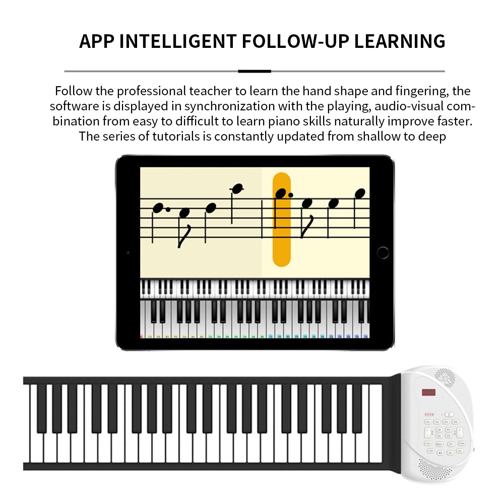 B88 Keys Roll Up Piano Digital Piano Flexible Silicone Folding Silicone ...