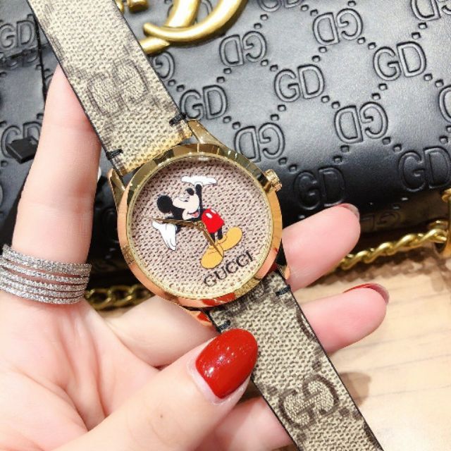 GUCI นาฬิกาผู้หญิง Guci Watch พิมพ์ Mickey Watch ดอกไม้หน้าปัดแฟชั่น ...