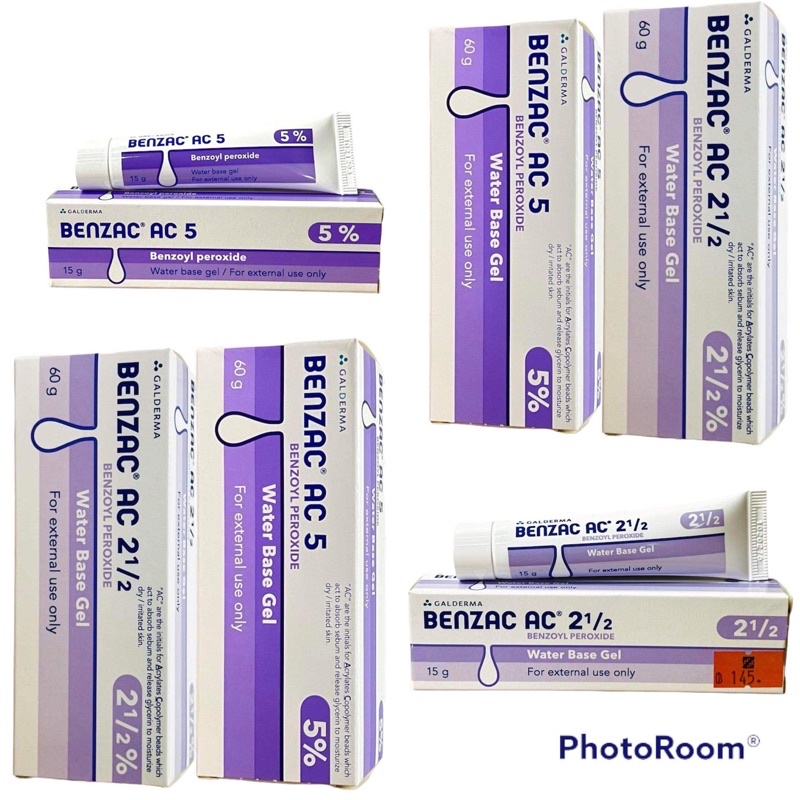 Benzac Ac เบนแซค 2.5 5 ขนาด 15g 60g พร้อมส่ง ลดสิวอุดตัน สิวอักเสบ ...