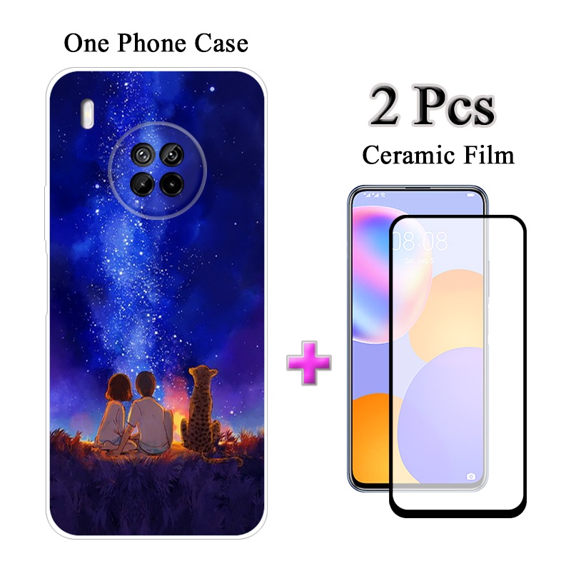 2 IN 1 Huawei Y9A Nova Y9A เคสซิลิโคน TPU นิ่ม เคสการ์ตูน พร้อมตัวป้องกันเซรามิกหน้าจอ ...