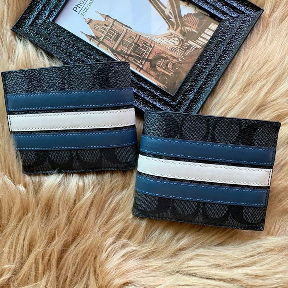 COACH 3-IN-1 WALLET IN SIGNATURE CANVAS WITH VARSITY STRIPE | Shopee ...