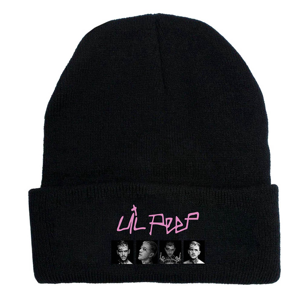 Lil Peep beanie cap for women Sad boy face knitted hat men winter hip ...