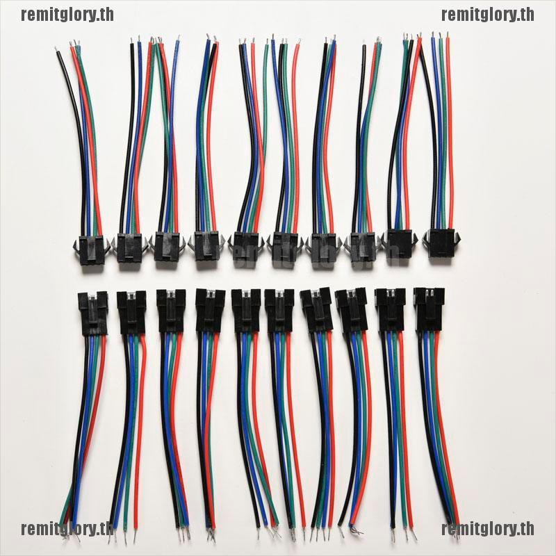 ( Remitg ) 20 Male Female 4 Pin อุปกรณ์เชื่อมต่อพร้อมสายไฟสําหรับ 5050 3528 Rgb Led Dr ...