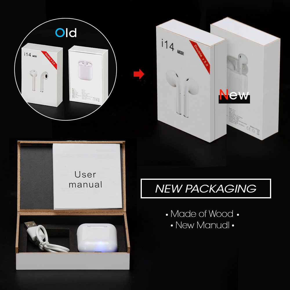 2019 หูฟังไร้สายบลูทูธ 5.0 i14 TWS 1:1 สําหรับ iPhone Xiaomi airdot PK i13 i10 i12 i88 ...