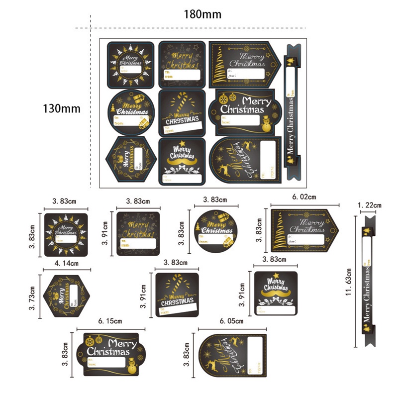 Diam 80Pcs/8Sheet Merry Christmas Name Sticker Red green Adhesive Gift ...