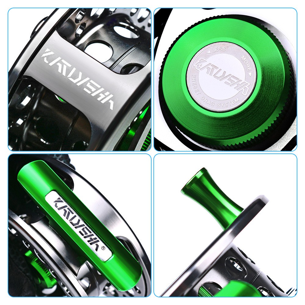 PROBEROS อลูมิเนียม Fly Fishing Reel 2 1BB Gear Ratio 11 ปรับบรรเทาตก ...