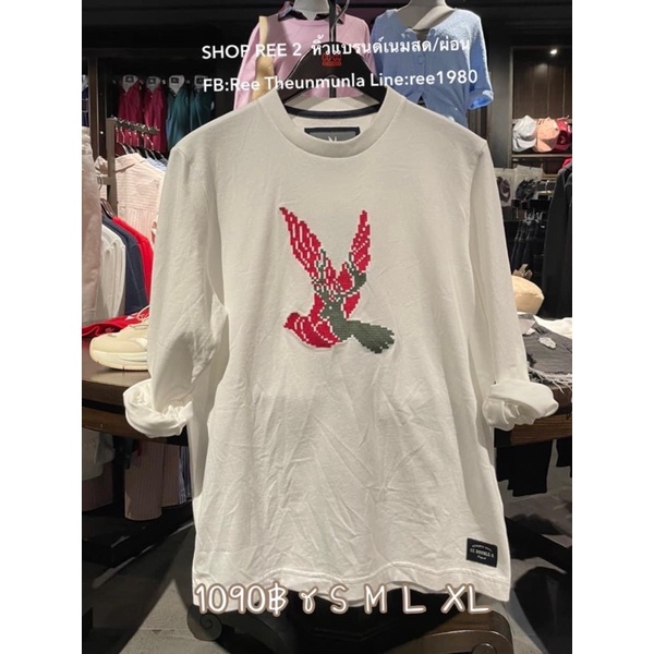 เสื้อแขนยาวสีขาวแบรนด์CCOOแท้ลดราคาลวดลายcrossstitchที่ออกแบบมาแบบลงตัว ...