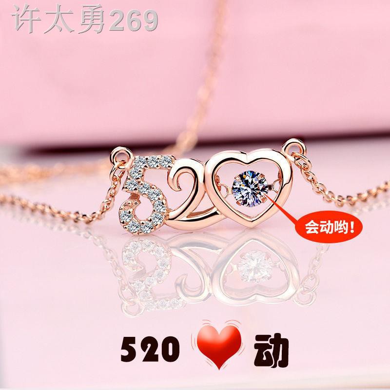 520 สร้อยคอหญิงอินไม่จางหายฉันรักคุณสร้อยไหปลาร้าเงินแท้ S925 สมาร์ทส่งแฟน ของขวัญวันวาเลนไทน์ ...
