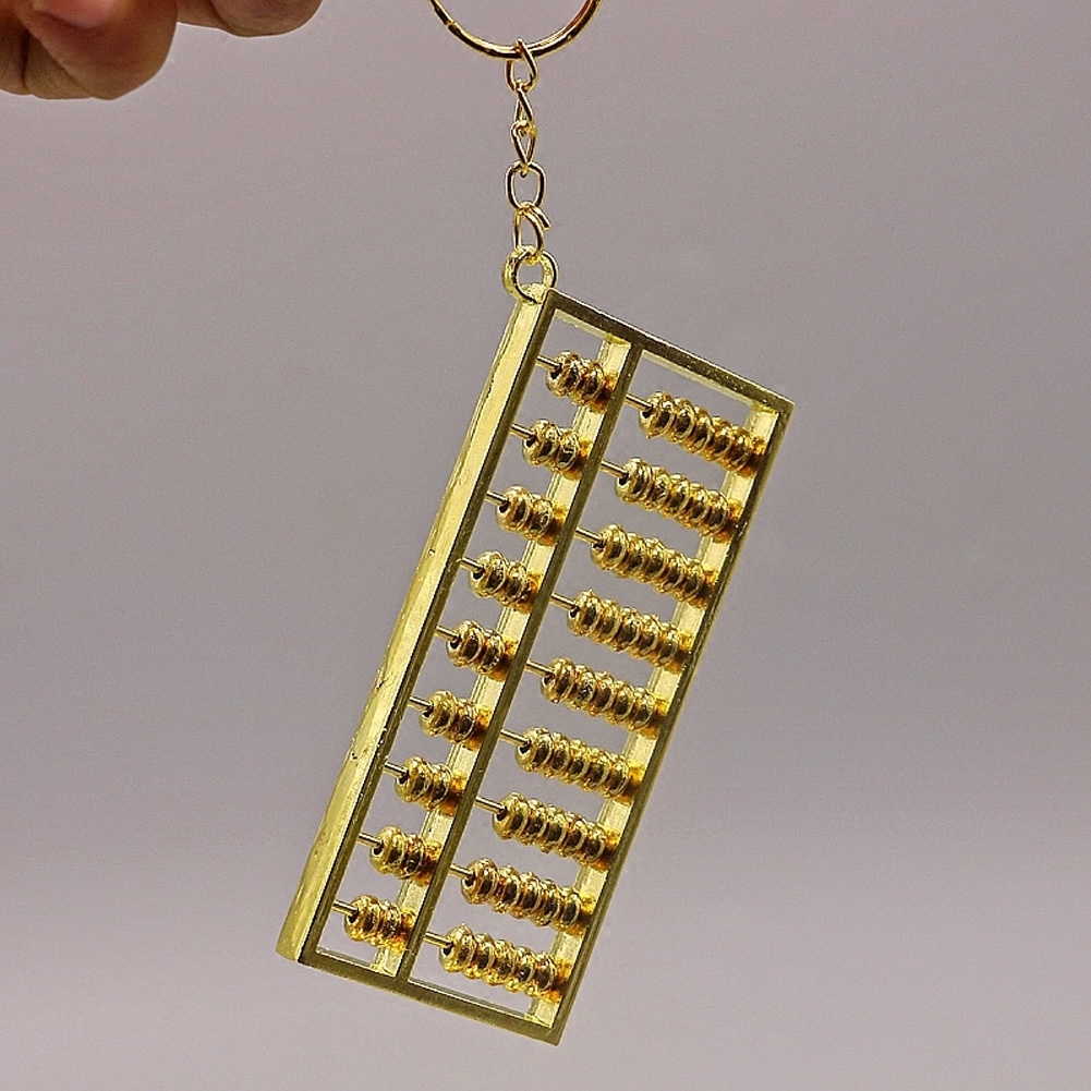 Keychain 9 Rows Gold Abacus Chinese Style Key Ring Novelty Pendant ...