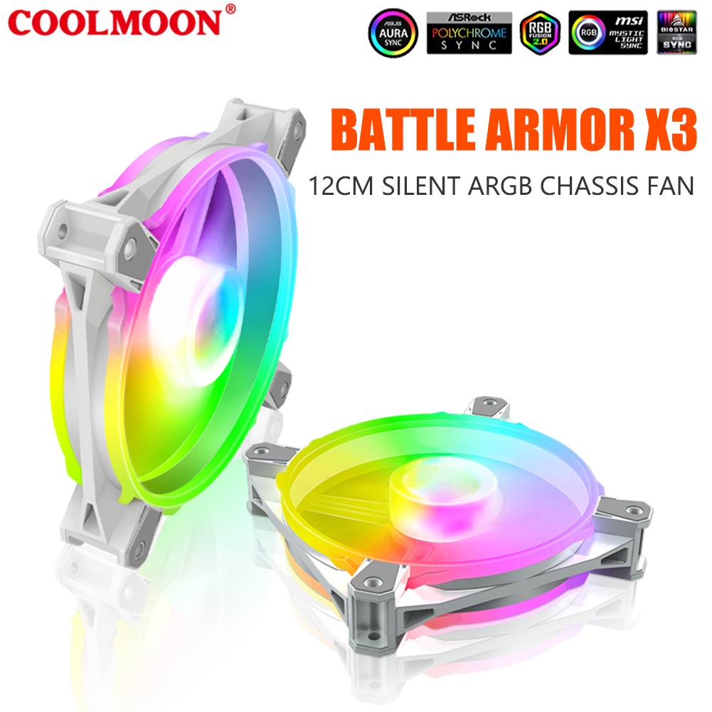 CoolMoon 16RGB LED Hydraulic Bearing PC Computer Case Cooling Fan 12cm ...