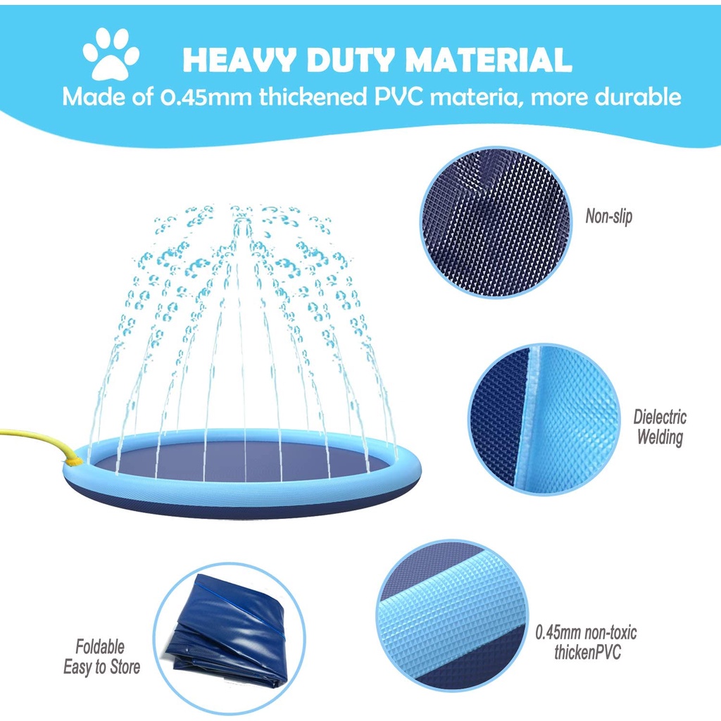 170170cm Pet Sprinkler Pad Play Cooling Mat Swimming Pool Inflatable ...