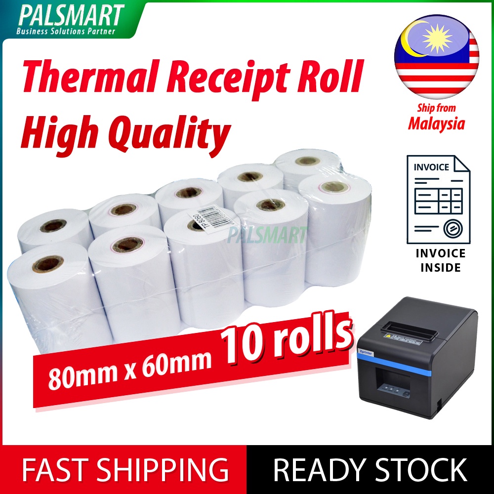 {new}[Shop Malaysia] Thermal Paper Roll 80mm X 60mm (10 Rolls) Cash ...