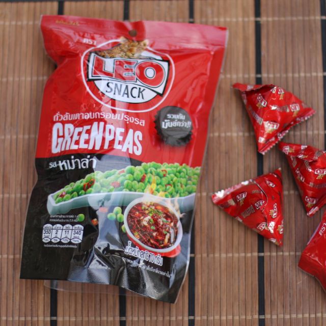 ถั่วลันเตาอบกรอบ รสหม่าล่า ตราลีโอสแน็ค (LEO SNACK) | Shopee Thailand