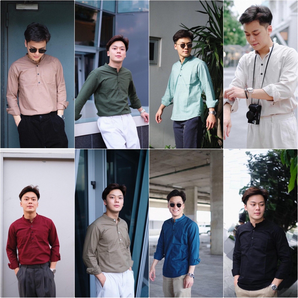 เสื้อเชิ้ต Smart Shirt 30 สี กระดุม 4 เม็ด คอจีน แขนยาว แฟชั่น SD48 - winonashop44 - ThaiPick