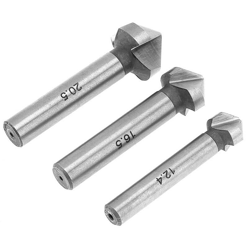 1 Set Hard Metal Three Edge Chamfer Chamfering End Mill Cutter Round ...