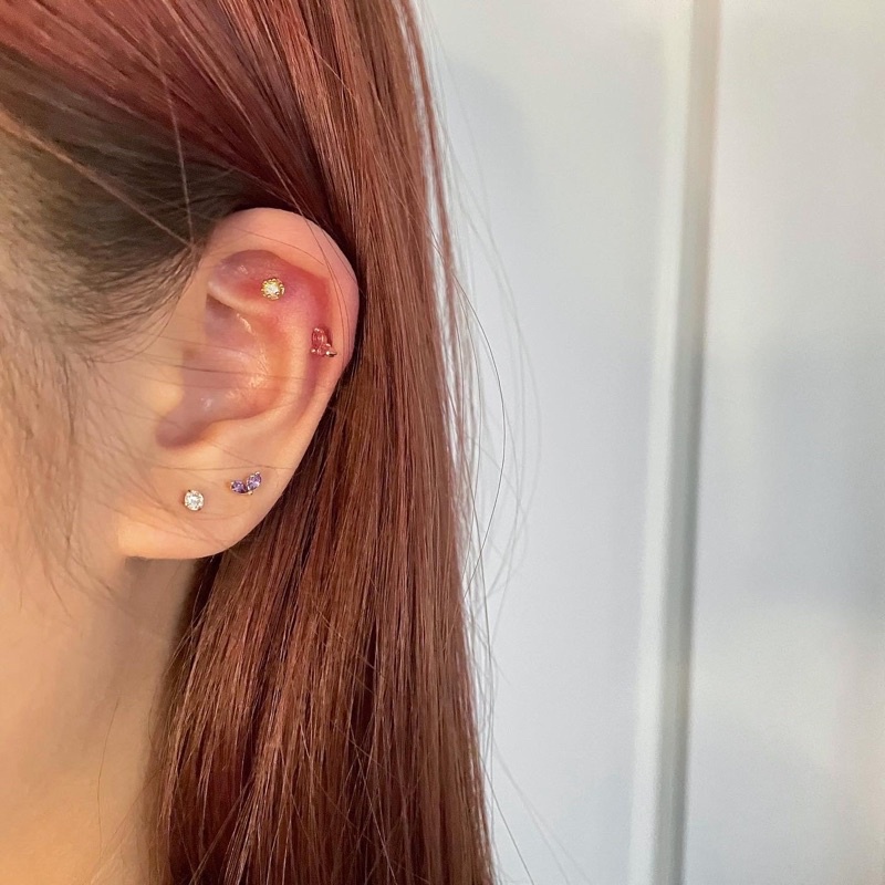 จิวหูแป้นกลม Leaf piercing (stainless steel) - boopy.jewelry - ThaiPick