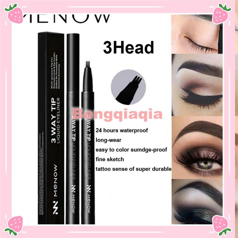 MENOW Eyeliner Stamp Pencil Eyeliner Eyelash Pen Cosmetics 3 Head Black ...