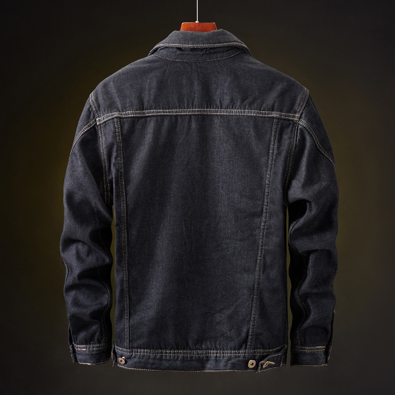Please COD Winter Men Thick Jackets and Coats Warm Fleece Denim Jacket ...