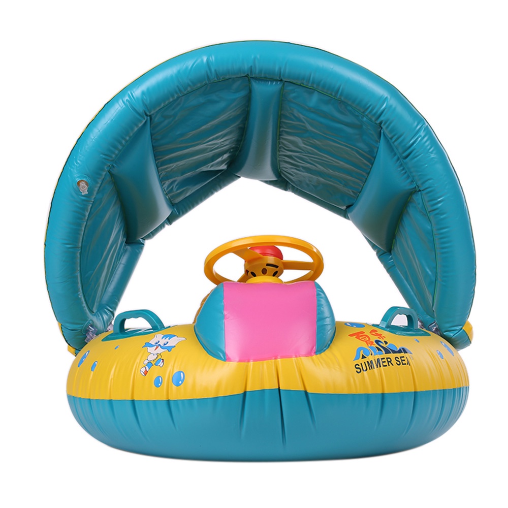 Baby Safe Inflatable Ring Infant Swimming Float Adjustable Sunshade ...