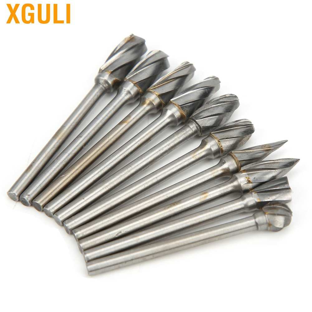 Xguli 10Pcs Rotary Burr Bits Single Flute Roughing Grind Cutter ...