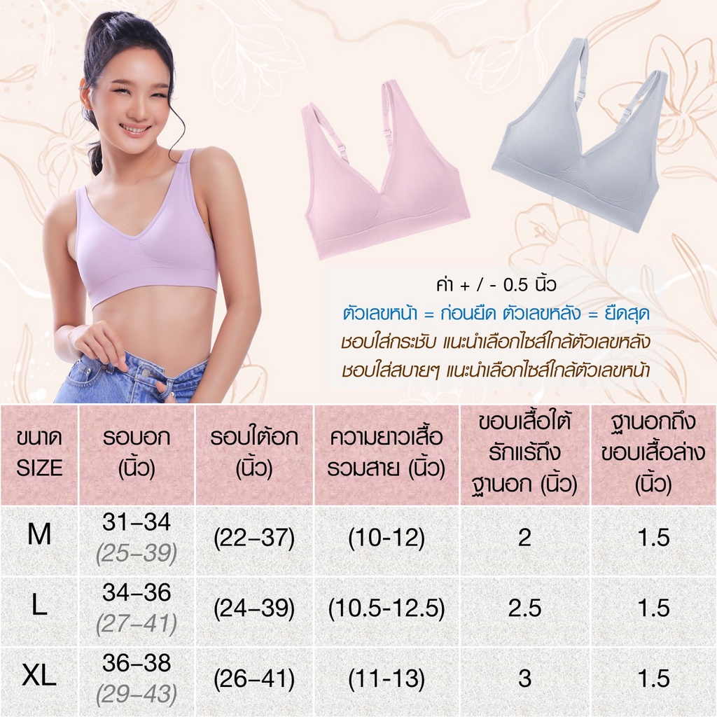 สุดคุ้ม 2 ตัว F Cherilon Slim Bra เสื้อใน เชอรีล่อน บราไร้โครง กระชับ คอวีกว้างเพรียว เผยอกสวย ...