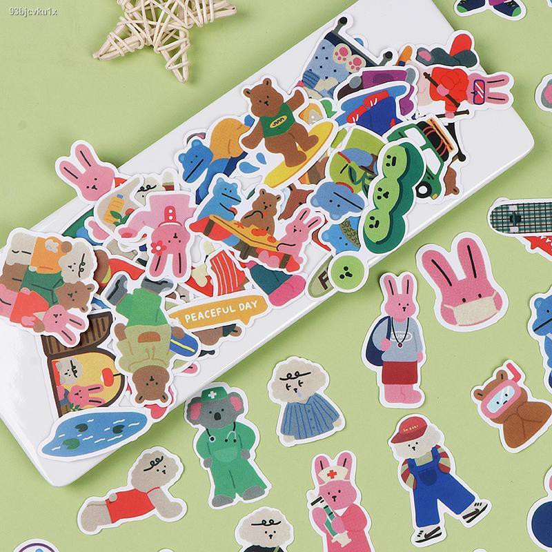 ใหม่ Bear and Bunny Korea Dailylike Cute Diary Sticker Handbook ...