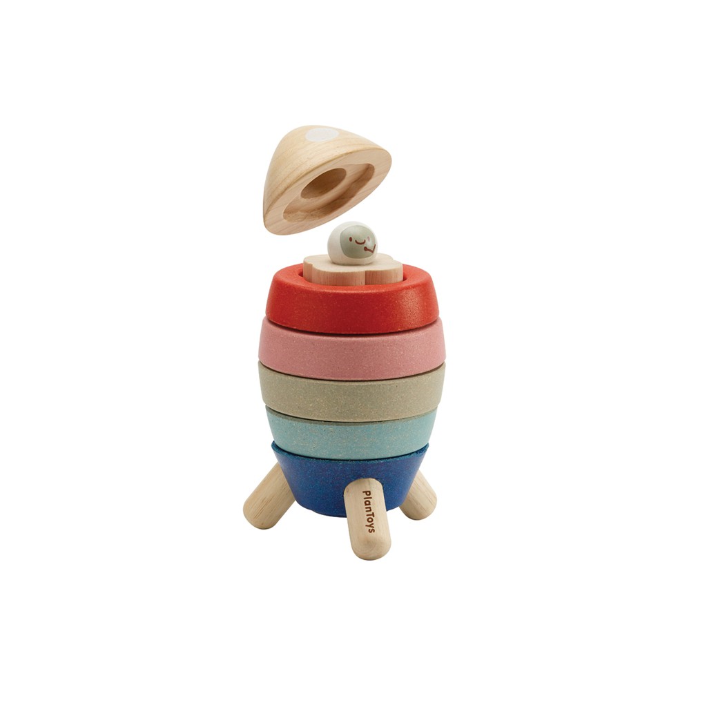 PlanToys Stacking Rocket - Orchard ของเล่นไม้เสริมพัฒนาการ จรวดเรียงซ้อน สำหรับเด็กอายุ 18 เดือน ...