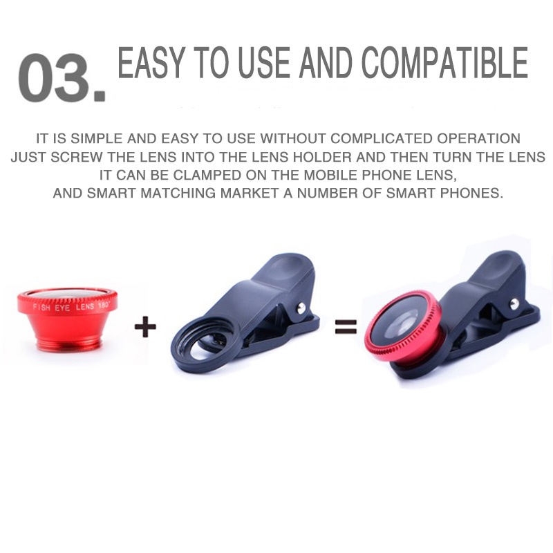 มืออาชีพเลนส์3IN1 Wide Angle Fish Lens Camera Kits Fisheye Lens Zoom ...