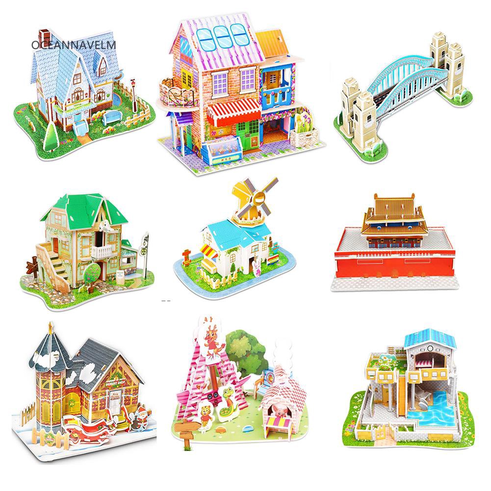 OA 1Set Jigsaw Puzzles Assemble Model Cartoon Building Castle ...