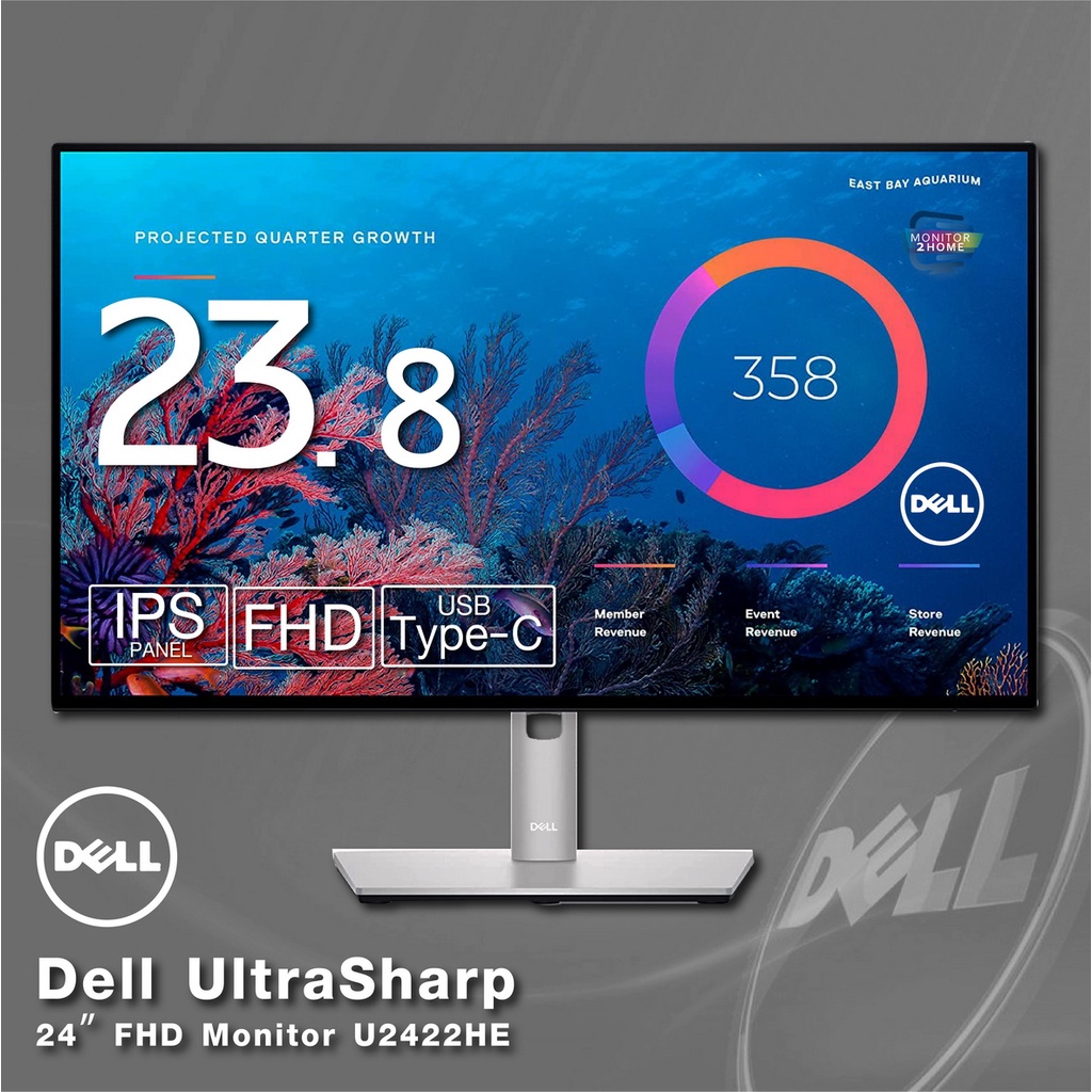 Dell USB-C Hub Monitor 23.8" U2422HE USB-C/LAN Port (RJ45) Frameless ...