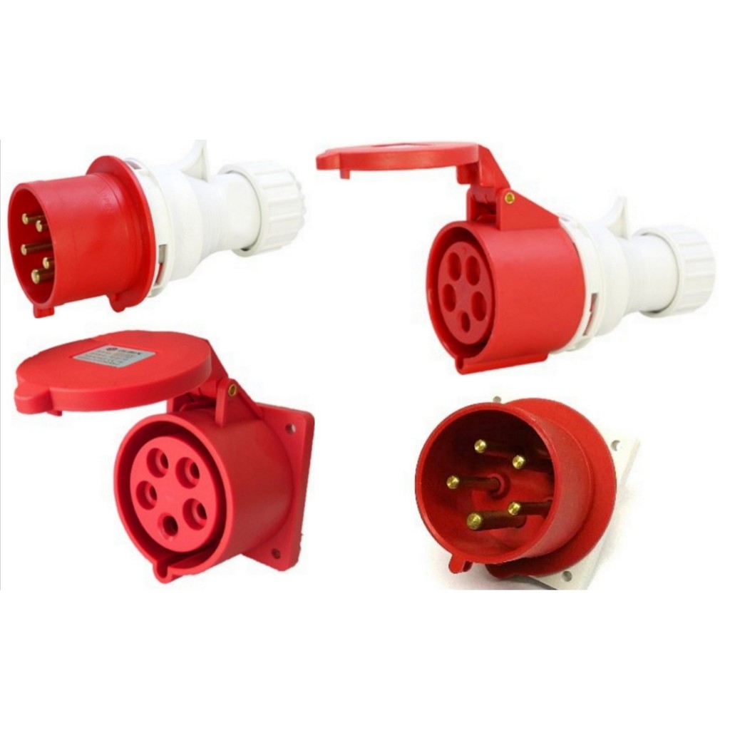 Power Plug 3เฟส เพาเวอร์ปลั๊ก 32A ตัวเมีย แบบฝัง ฝาครอบ IP44 - m.t.b_shop - ThaiPick