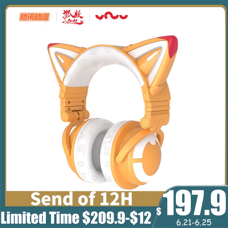 YOWU Fox demon Wireless Headphones APP control RGB lights Cartoons Cat ...