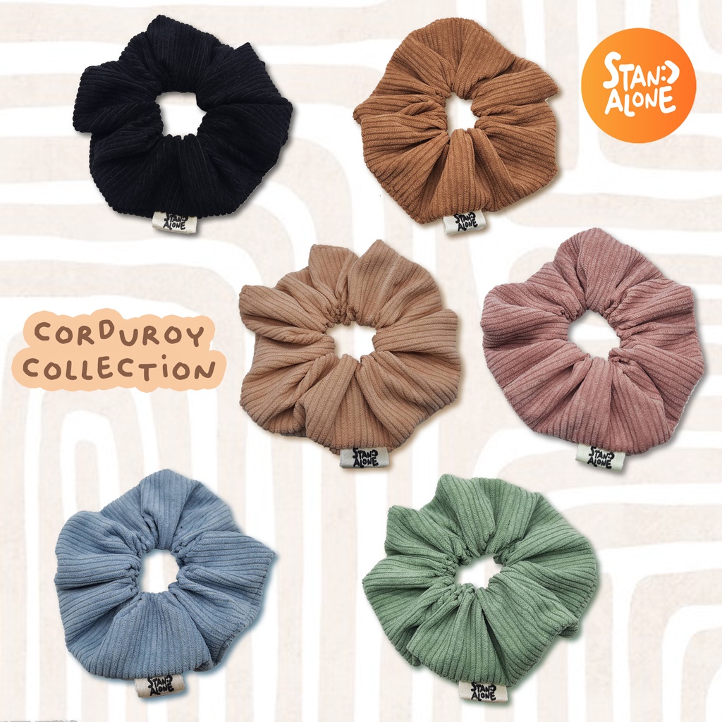 Scrunchies ยางรัดผมโดนัทผ้าลูกฟูกสีพื้น น่ารัก - standalonefashion - ThaiPick