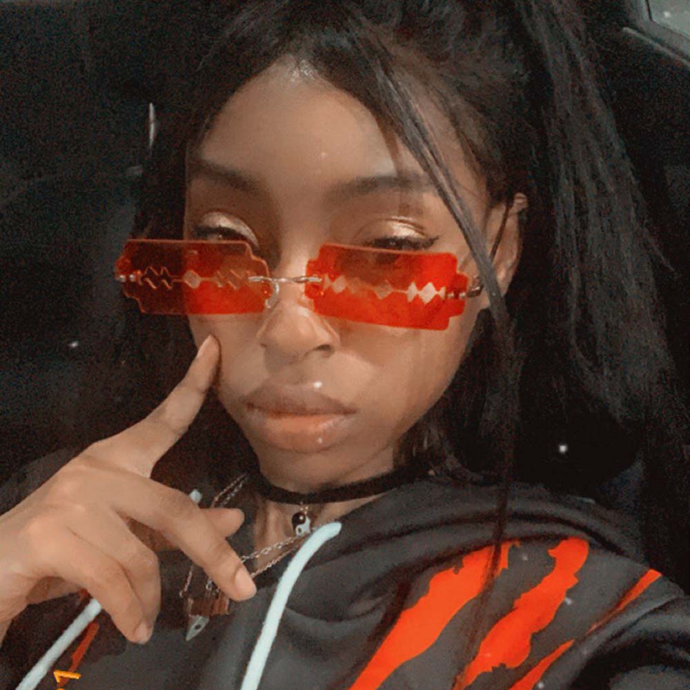 EXPEN Cool Razor Blade Sunglasses Ladies Hollow Blade Decoration Sun ...