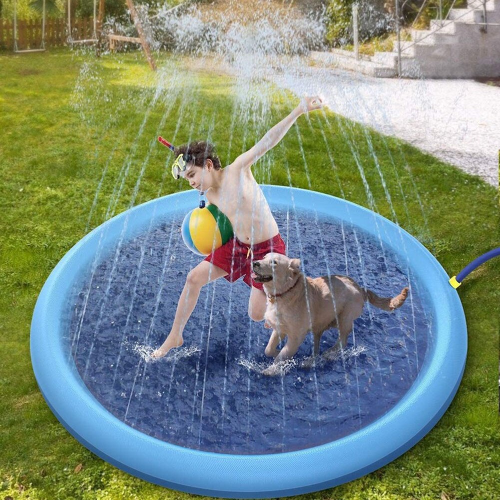 150cm Pet Sprinkler Splash Pad Play Mat Sprinkler Pool Inflatable Water ...