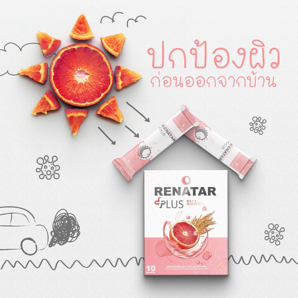 พร้อมส่ง ผลิตภัณฑ์อาหารเสริมเพื่อผิว Renatar Aura Plus บรรจุ 10 ซอง - touchgoodhealth - ThaiPick