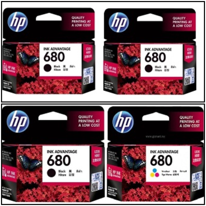 ชุดตลับหมึกแท้ HP 680 BK680 BK HP 680BK 680CO Original Ink Cartridge ...